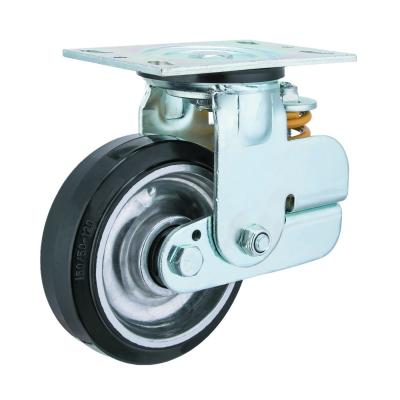 China 6 inch rubber / polyurethaan draaiend wiel schokabsorptie rollen voor zware lasten Te koop
