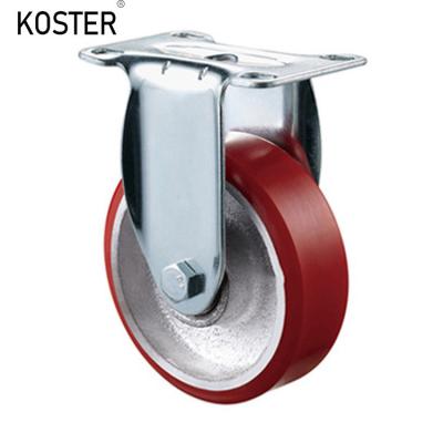 China 12 * 8,2 mm gatafstand roterend wiel middelzware M8 draadschroef PU zwenkwielen Te koop