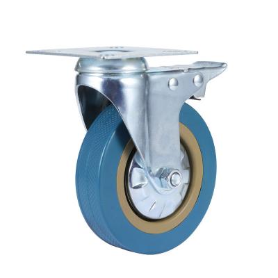 China 32 mm Industrial Europeu Total Lock Brake Threaded Stem Caster com Roda de Castor de Borracha à venda