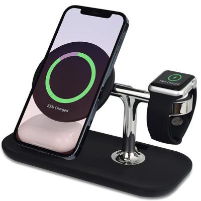 Cina 3 in 1 stazione di carico veloce senza fili del caricatore 10W 1.2A 3MM Qi di Magsafe in vendita