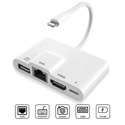 Cina Il TPE 4K UHD HDMI cabla il fulmine al convertitore di carico del cavo dell'adattatore TV OTG di Ethernet Rj45 in vendita