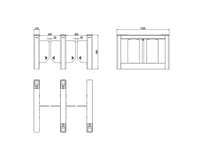 Turboo H3221 Swing Gate dimensional diagram and specifications
