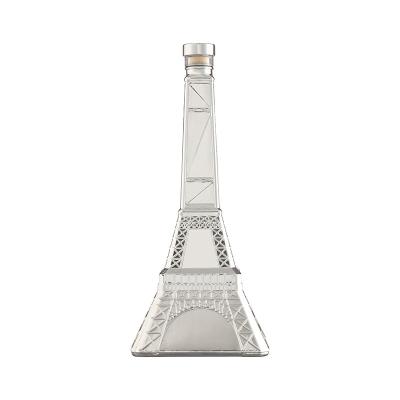 Cina Bottiglia in vetro a forma di torre Eiffel da 500 ml con tappo di design unico e vetro Super Flint in vendita