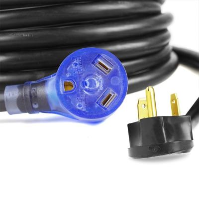 中国 30Amp ヘビーデューティ RV拡張コード 10 AWG ETL 50ft TT-30P から TT-30R のLED インジケーターとEasy Unplug デザイン 販売のため
