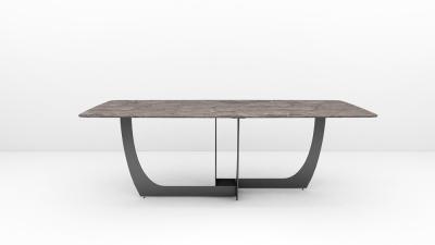 China Mesa de comedor de cerámica de mármol con base metálica en venta