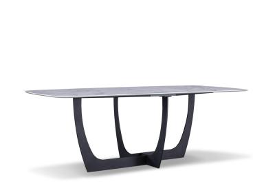 China Mesa de comedor de cerámica de mármol con base metálica en venta