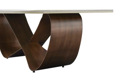 China Op maat gemaakte nieuwe moderne vierkant eenvoudige metalen benen marmeren eettafel met 8 stoelen Te koop