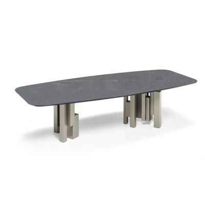China Groothandel Moderne Keramische Eettafels en Stoelen Set Gesinterde Marmeren Eettafel 8 Zits Te koop