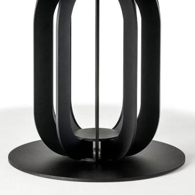 China Marble Surface Slate Sintered Stone Top Modern Bulgaria Grey Color Ceramic Table with Metal Base Dining Table Sets for sale