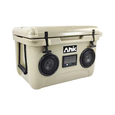 China 48QT Custom Branded 45L Premium Hard Music Cooler Box PE Thermal Insulated Portable Cooler For Outdoor Food Factory Hard Rotomolded Cooler Box With Speaker for sale