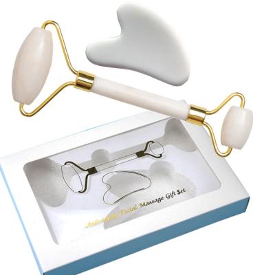 Cina Cornice integrata in lega di zin Massaggio facciale anti-invecchiamento senza rumore Jade Roller e Gua Sha Set in vendita