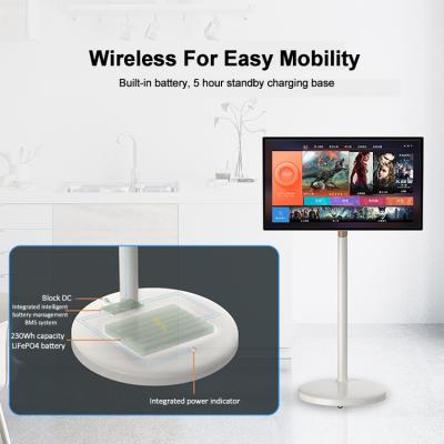 Chine VETO 21.5 24 27 32 pouces Android12 mobile téléviseur intelligent sans fil sur roues HD résolution intérieure Portable en cellule écran LCD tactile à vendre