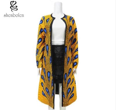 Cina Rivestimenti africani Collarless delle signore di colore giallo, lungamente trench africano della stampa in vendita