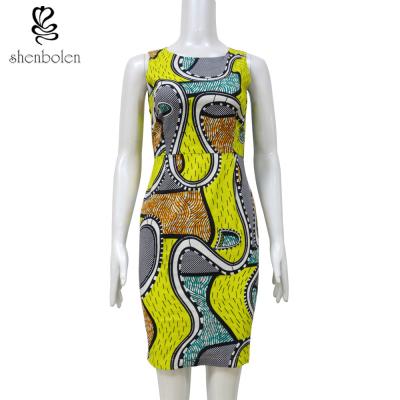 Cina Lunghezza africana 100% di Bodycon Midi del cotone della stampa della cera di misura esile del vestito dalla matita in vendita