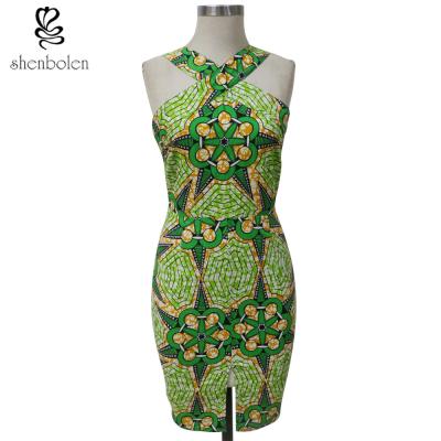 Cina La stampa africana di Bodycon veste le progettazioni per la fessura della parte anteriore del tessuto di Kitenge dell'abbigliamento delle donne in vendita