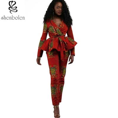 Cina Rivestimento del cotone 2 africani di stampa della cera di Ankara dell'abbigliamento delle donne + vestito di pantaloni a maniche lunghe lanosi in vendita