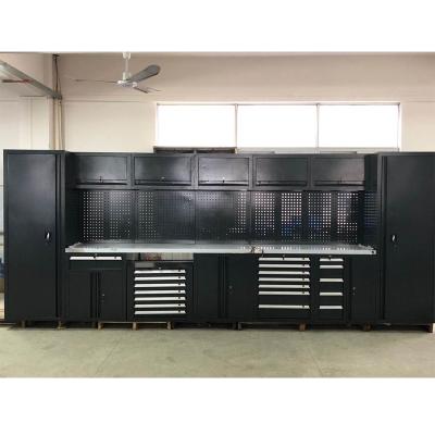 China Movable Large New Black Garage Workbench / for Workshop Steel Combination Tool Cabinet for sale
