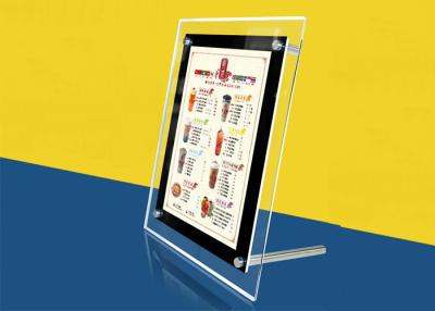 Cina Esposizione ultra sottile del menu di Lightbox del supporto della Tabella, scatola del menu illuminata acrilico di dimensione A4 in vendita