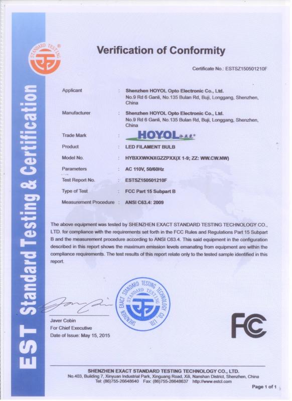 FCC - Shenzhen HOYOL Intelligent Electronics Co.,Ltd