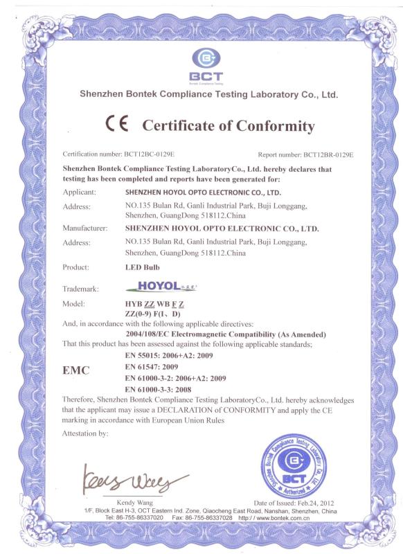 CE - Shenzhen HOYOL Intelligent Electronics Co.,Ltd