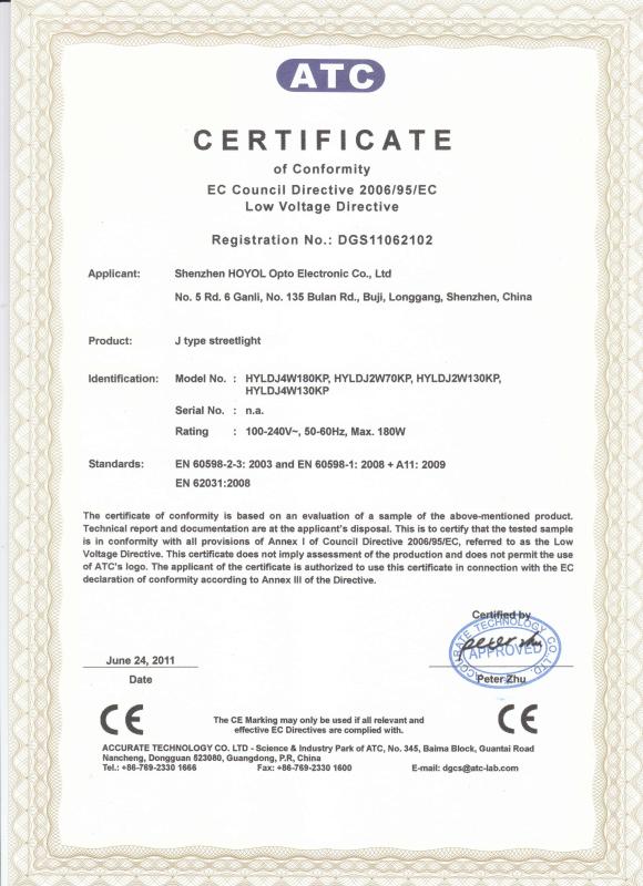 CE - Shenzhen HOYOL Intelligent Electronics Co.,Ltd