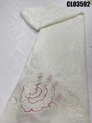High quality soft water soluble milk silk cord fabric white chiffon cutout