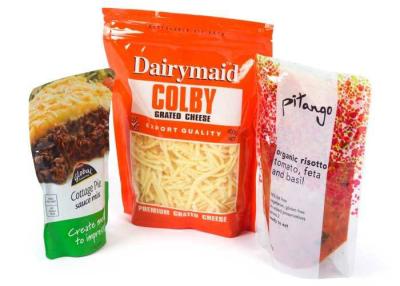 Cina Replichi la chiusura lampo di plastica diritta Pouche con l'ANIMALE DOMESTICO inferiore/materiale PE/di NY del rinforzo in vendita