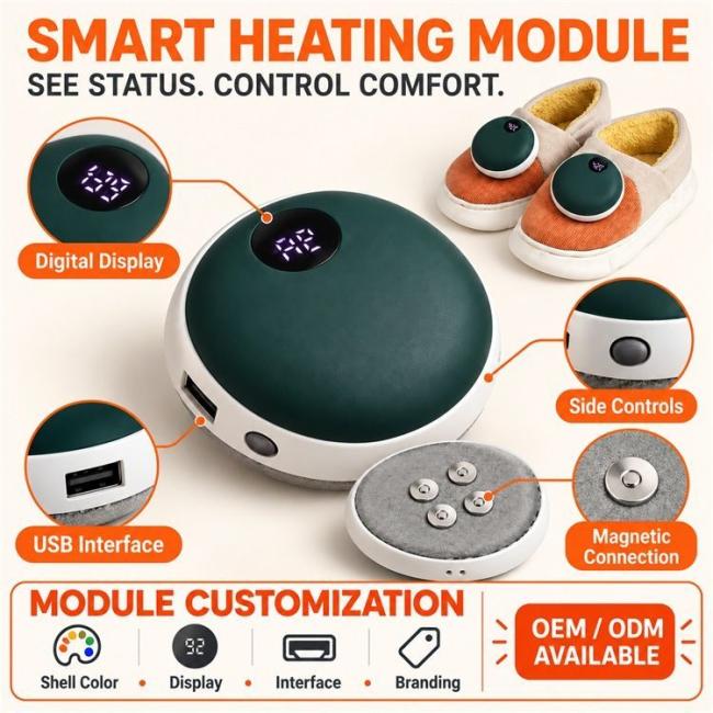 Smart heating module with digital display, USB interface and side controls