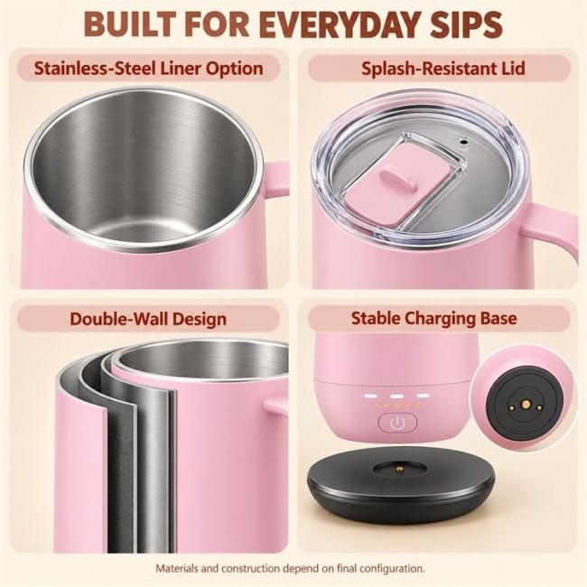 Stainless-steel liner, splash-resistant lid, double-wall design and stable charging base