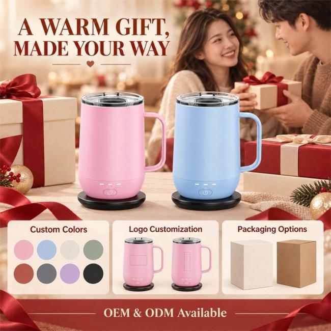 Custom OEM ODM heated mug: body colours, logo printing and packaging options