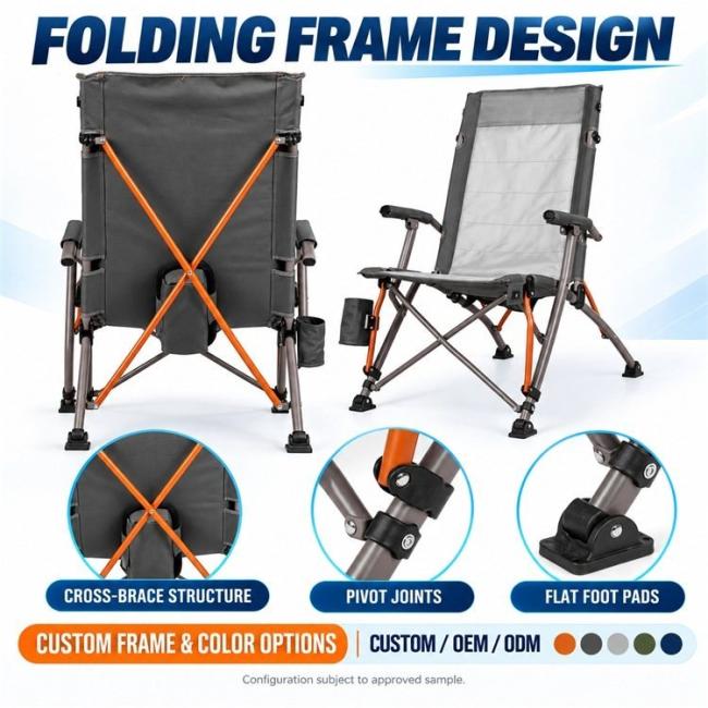 Folding cross-brace frame structure showing pivot joints and flat hinged foot pads
