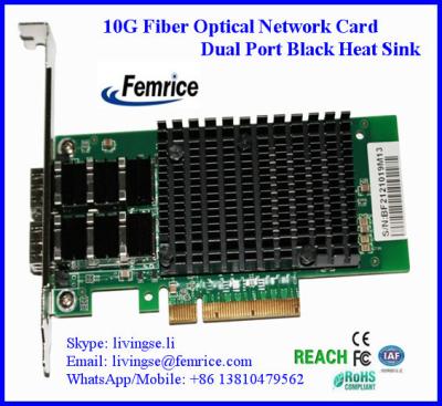 China Dual-port SFP Slot and LC Fiber 10 Gigabit Optical Fiber Server Network Card for sale