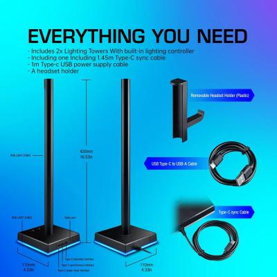 China RGB Music Atmosphere Light Multi-Rhythm Mode Computer Tabletop Game Headset Stand Can Be Controlled By APP for sale