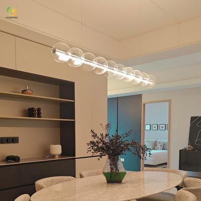China JYLIGHTING Italian Simple Long Glass Chandelier Personality Designer Restaurant bar Island Table Long Modern Pendant Light for sale