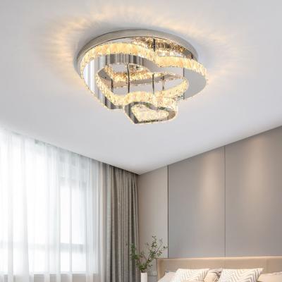 China Indoor Romantic Bedroom Modern Crystal Pendant Light Heart Shape for sale