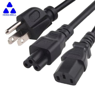 UL 3 Wire USA Power Cord 18AWG Electrical NEMA 5-15p To IEC C13 Laptop Cable