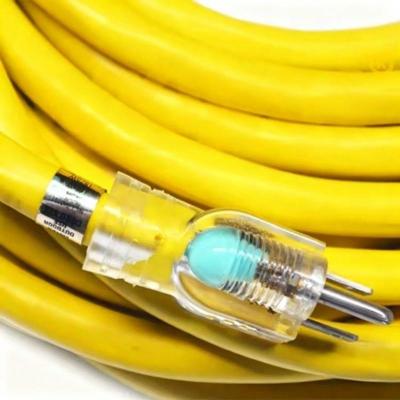 China Outdoor Waterproof Retractable Extension Cord 50ft | US 16AWG Copper 125V NEMA 5-15P to 5-15R SJTW Heavy Duty Cable for sale