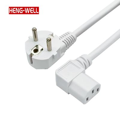China In Stock 1.2M White EU Power Cord Angled IEC C13 Cable European Power Cord 3 Pin Plug Extension Cord Power Cable Manufacturers for sale