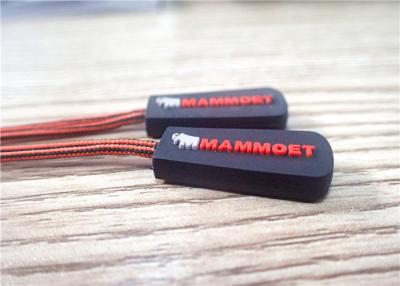 Custom Black Zipper Pull For Clothing With Double Color / Rubber Zipper Slider