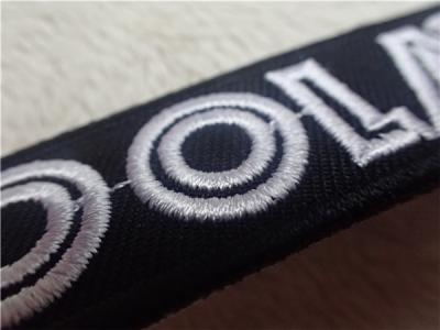 Black Twill White Line Custom Embroidered Patches With Stylish Backing Hot Melt