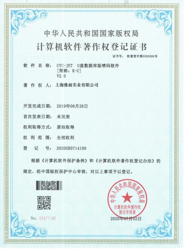 Authorized Certificate for USB Flash Drive Database Software - SHANGHAI YUCHANG INDUSTRIAL CO., LIMITED