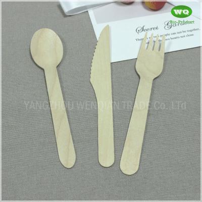 China Nature Color 6 Inch Brich Wood Knife Spoon Sets-Eco Friendly Disposable Wooden Cutlery,Biodegradable Cutlery Supplier for sale