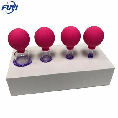 중국 4Pcs PVC 실리콘 글라스 얼굴 진공 흡착 마사지는 주름 제거제 얼굴 상승을 잔 모양으로 만듭니다 판매용