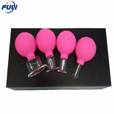 중국 4Pcs PVC 실리콘 글라스 얼굴 진공 흡착 마사지는 주름 제거제 얼굴 상승을 잔 모양으로 만듭니다 판매용