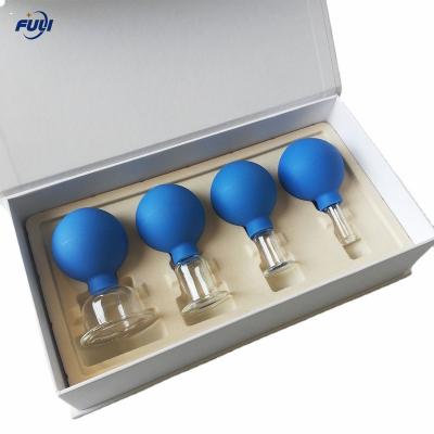 중국 4 pcs 세트 실리콘 부항 치료 세트, 아이 페이스 진공 마사지 컵 키트 페이셜 마사지를위한 안티 셀룰 라이트 컵 판매용