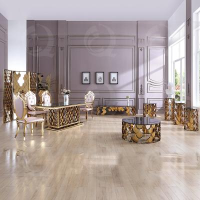 Китай Золото прямоугольных обеденных столов 200x100x75cm SS элегантное со стеклянной верхней частью продается