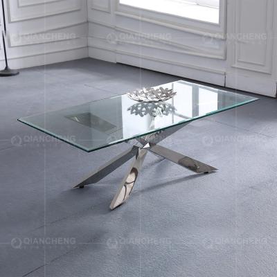 China Moderner Sofa Center Table 12mm Edelstahl-Couchtisch 0.25CBM mit Glasplatte zu verkaufen