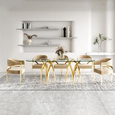 China Mesa de jantar de vidro da mobília de aço dos SS do apartamento 201 à venda