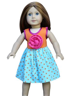 Cina Vestito blu dalla bambola del punto rosso con il nodo rosa del fiore per la bambola americana a 18 pollici della ragazza/signora Alexander Dolls in vendita