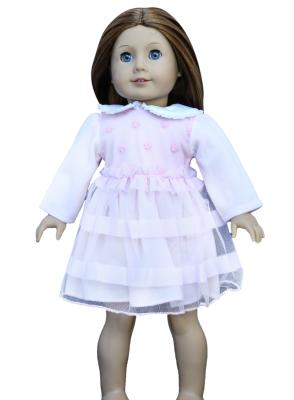 Cina Vestito rosa-chiaro dalla garza, maniche lunghe, collare rotondo, signora Alexander Dolls del vestito dalla bambola 18inch in vendita